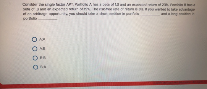 Solved Consider the single factor APT. Portfolio A has a | Chegg.com
