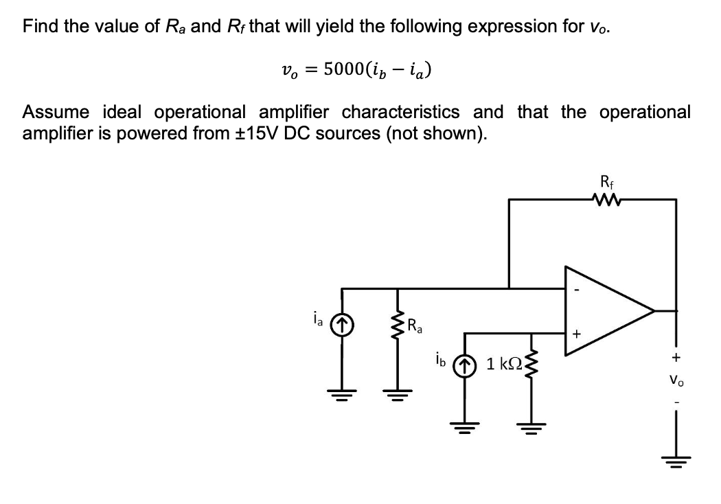 Solved Find the value of Ra and Rf that will yield the | Chegg.com