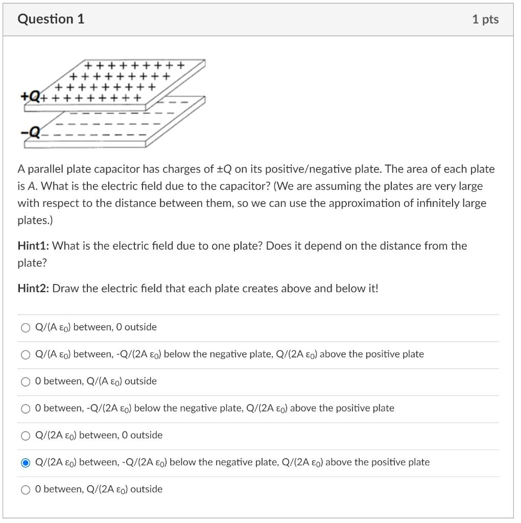 Solved Question 3 1 pts A parallel plate capacitor is | Chegg.com