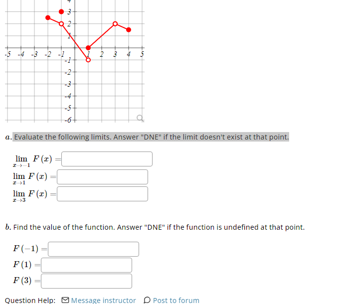Solved a. Evaluate the following limits. Answer "DNE" if the | Chegg.com