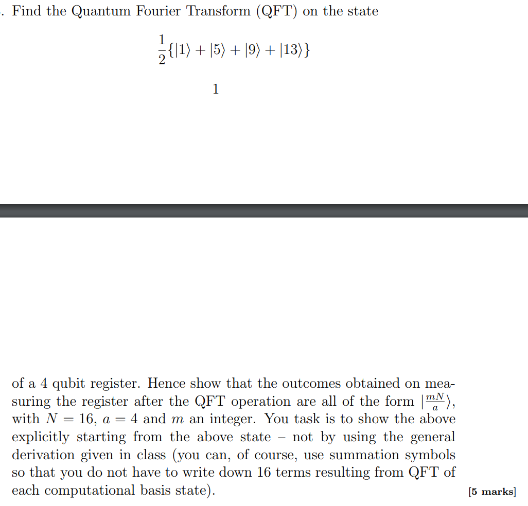 . Find the Quantum Fourier Transform (QFT) on the | Chegg.com