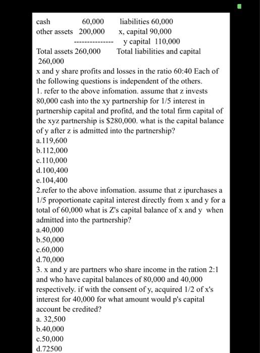 Solved 60,000 alities 60,000 x, capital 90,000 cash other | Chegg.com