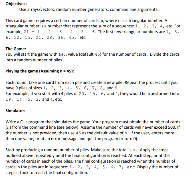 Solved Use arrays, random number generators, command line | Chegg.com