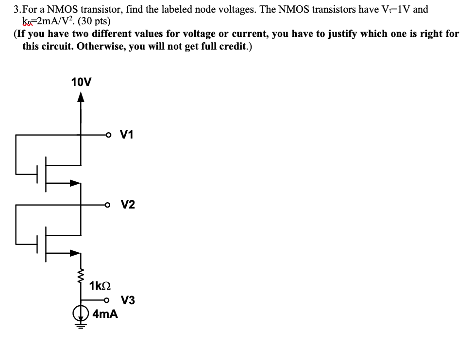Solved 3.For a NMOS transistor, find the labeled node | Chegg.com