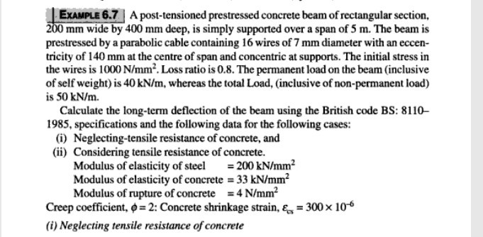 Solved EXAMPLE 6.7 A post-tensioned prestressed concrete | Chegg.com