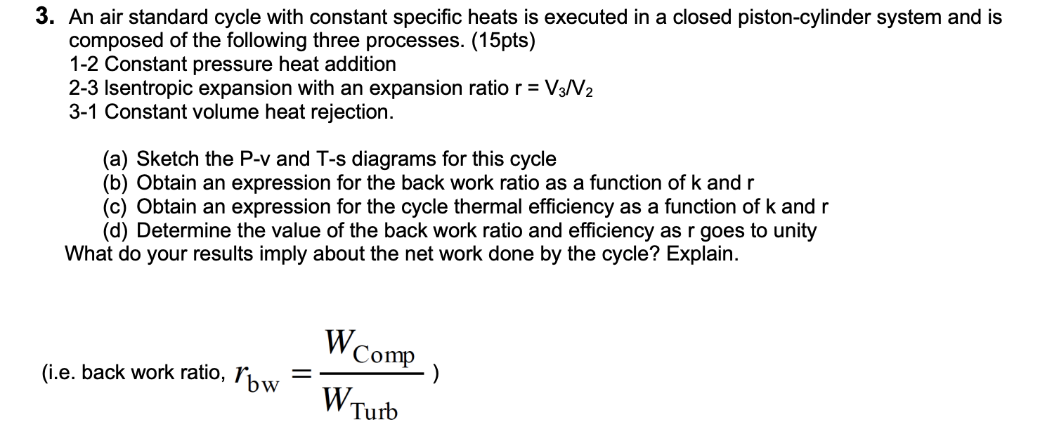 Solved 3. An air standard cycle with constant specific heats | Chegg.com