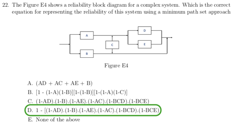 2 The Figure E4 Shows A Reliability Block Diagram