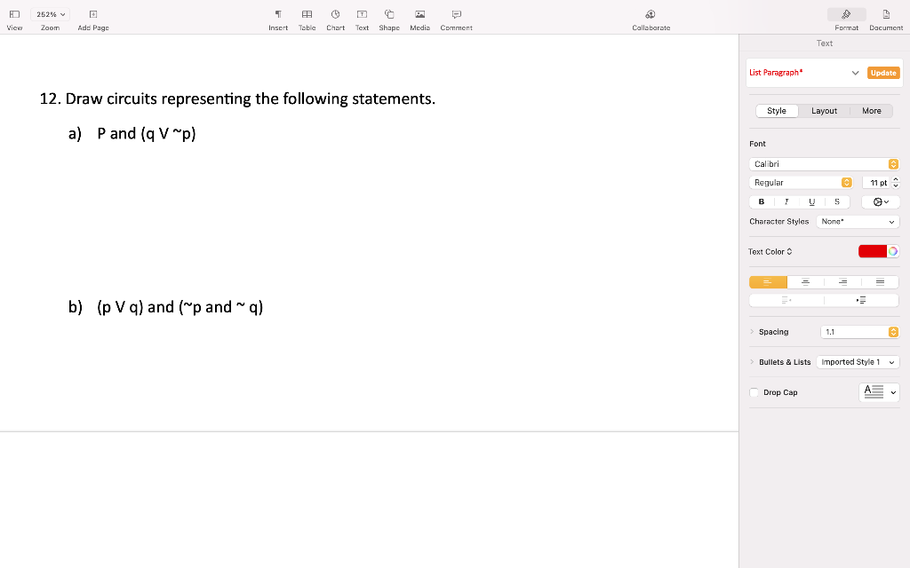 Solved 252% Zoom T Insert Table Chart Text Shape Media | Chegg.com