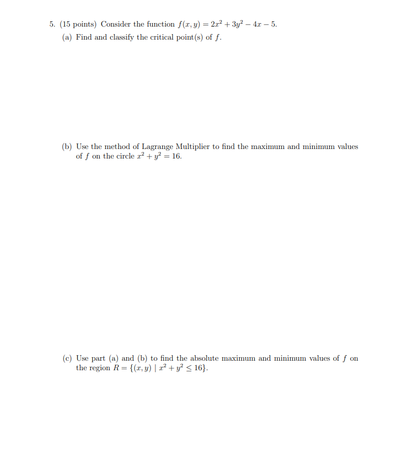 Solved 5 15 Points Consider The Function F T Y 2x²