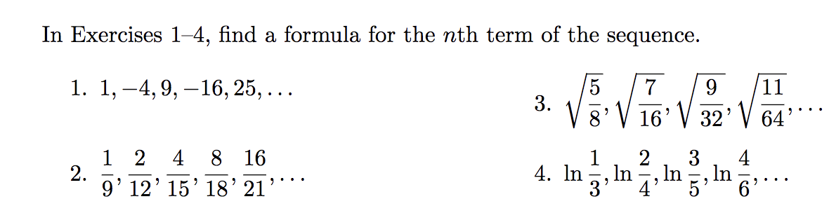 Solved In Exercises 1-4, find a formula for the nth term of | Chegg.com