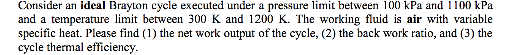 Solved Consider an ideal Brayton cycle executed under a | Chegg.com