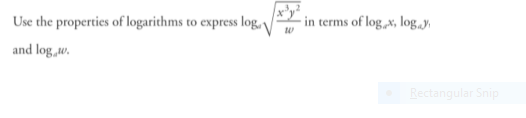 Solved in terms of log,xlog Use the properties of logarithms | Chegg.com