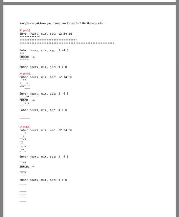 Solved C program language and output should look like the | Chegg.com