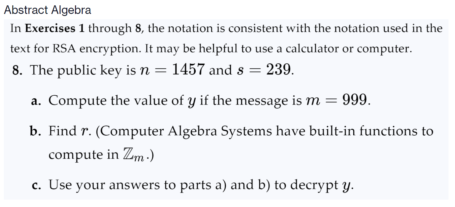Solved Abstract Algebra In Exercises 1 through 8, the | Chegg.com
