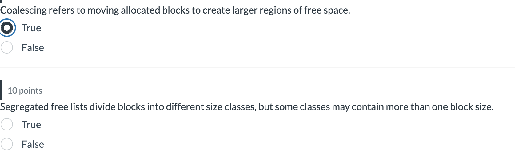 Solved Coalescing refers to moving allocated blocks to | Chegg.com