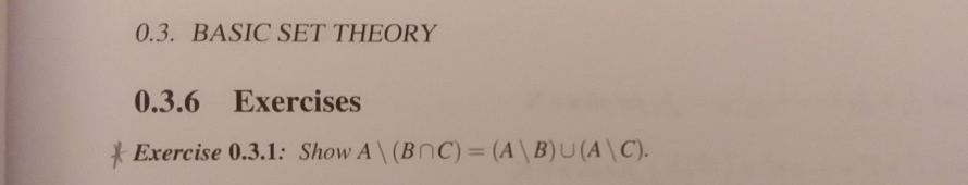 Solved 0.3. BASIC SET THEORY 0.3.6 Exercises Exercise 0.3.1: | Chegg.com