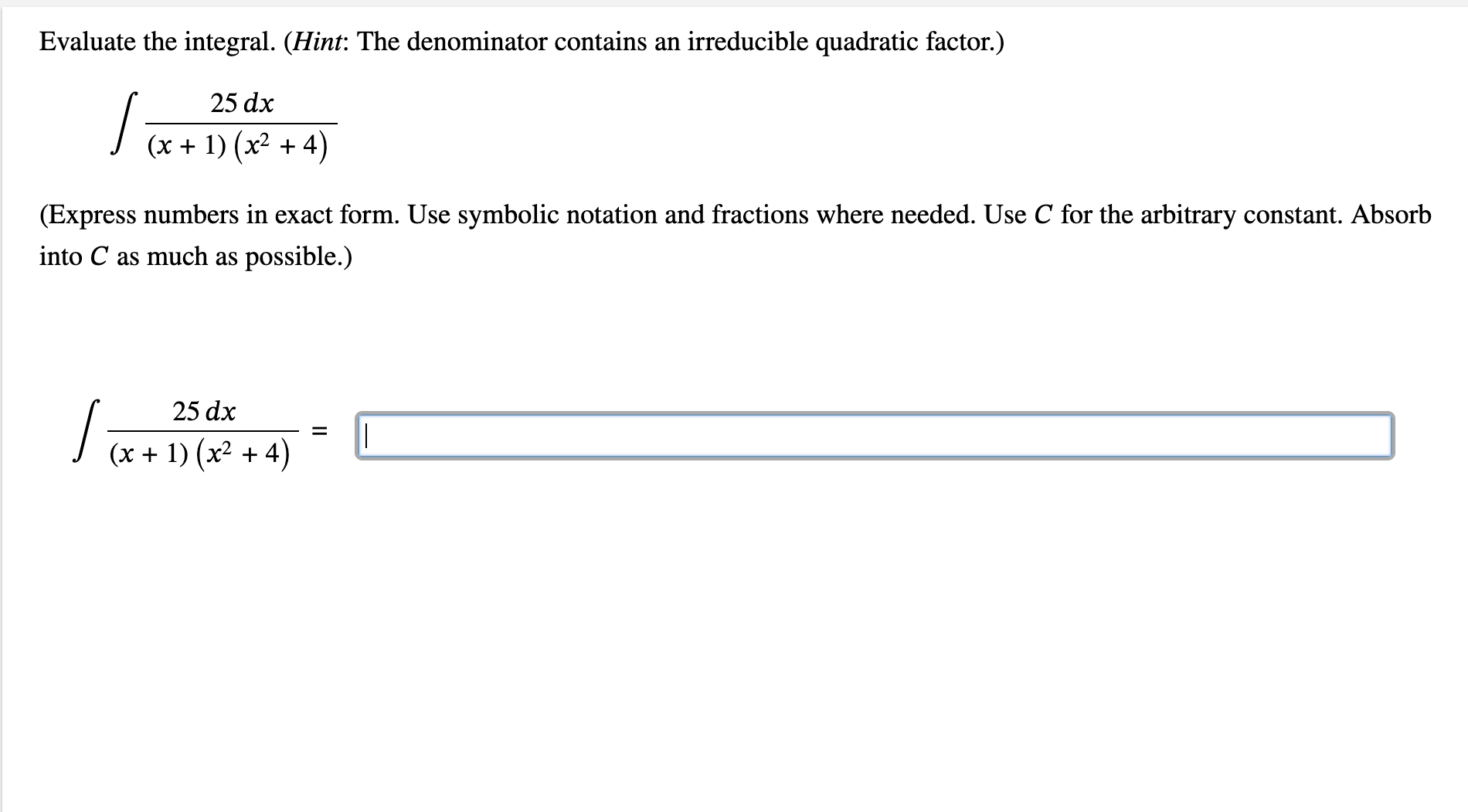 Solved Evaluate the integral. (Hint: The denominator | Chegg.com