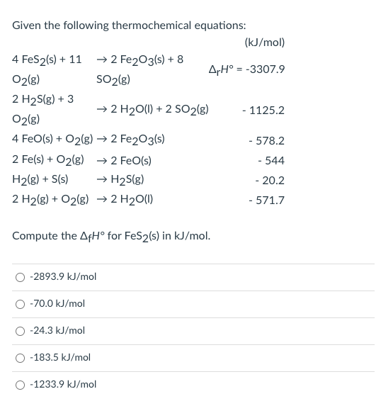Solved Given the following thermochemical equations: | Chegg.com
