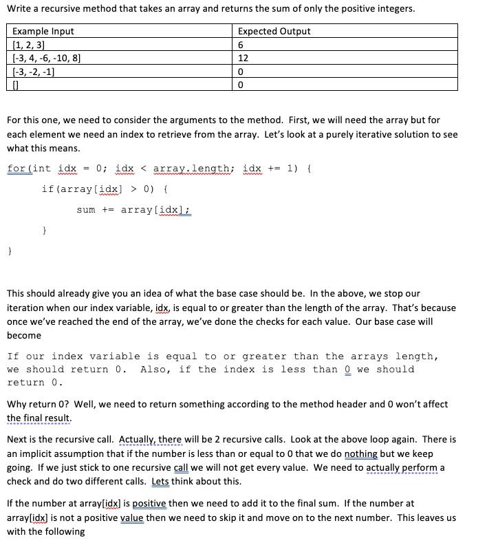 Solved Write a recursive method that takes an array and | Chegg.com