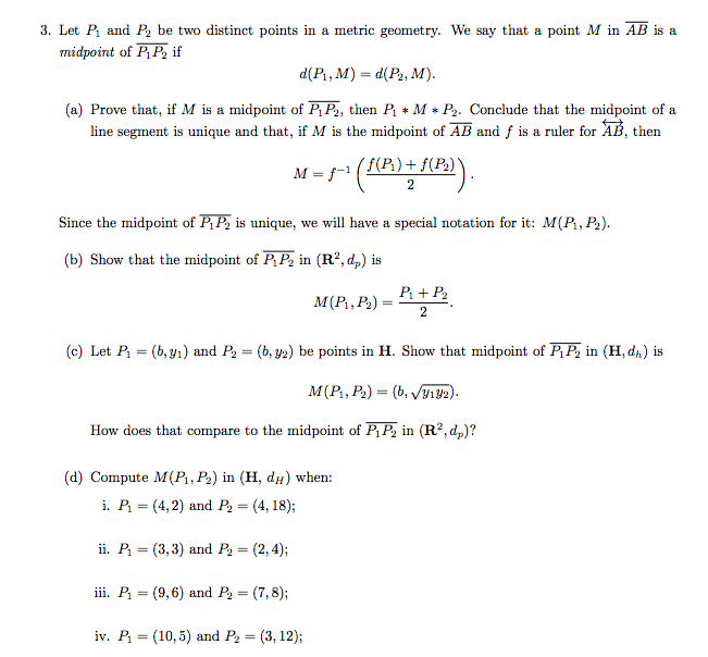 3. Let P and P, be two distinct points in a metric | Chegg.com