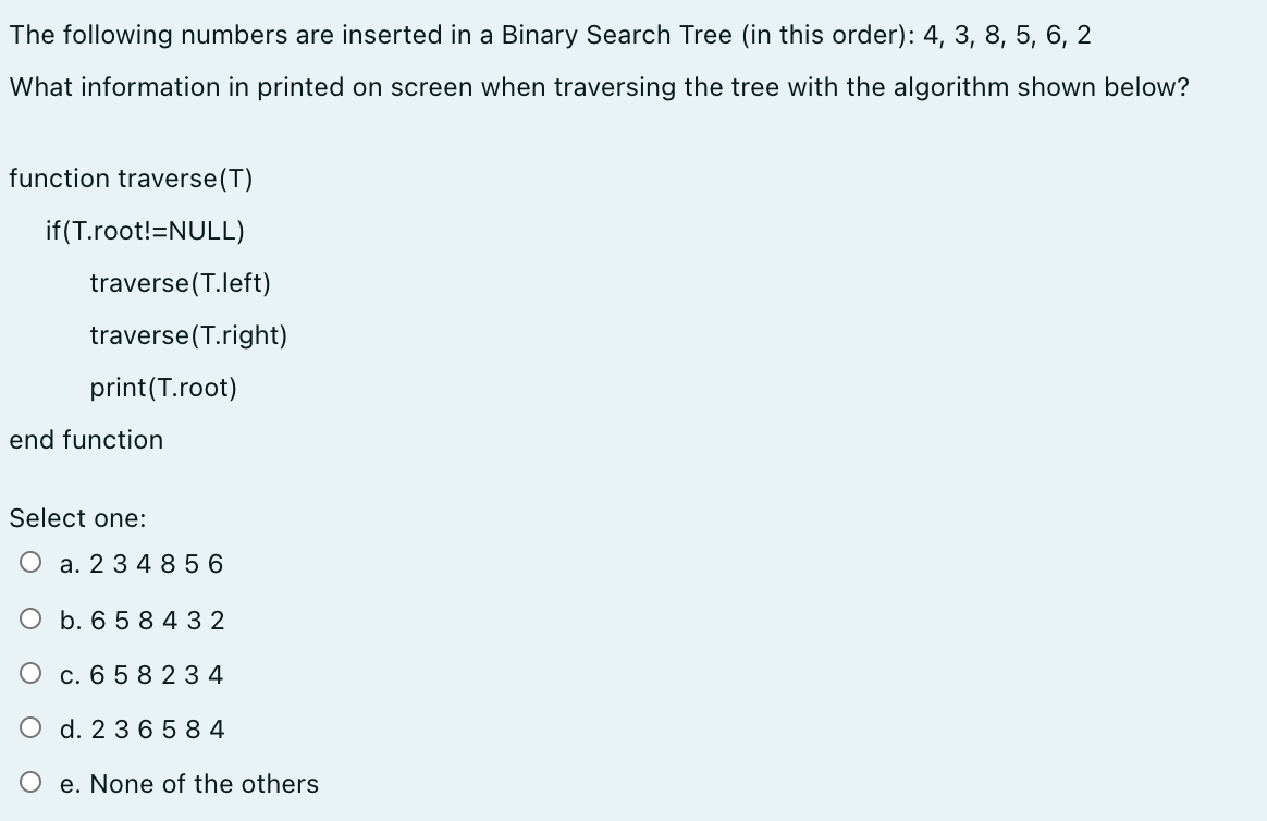 Solved The following numbers are inserted in a Binary Search | Chegg.com