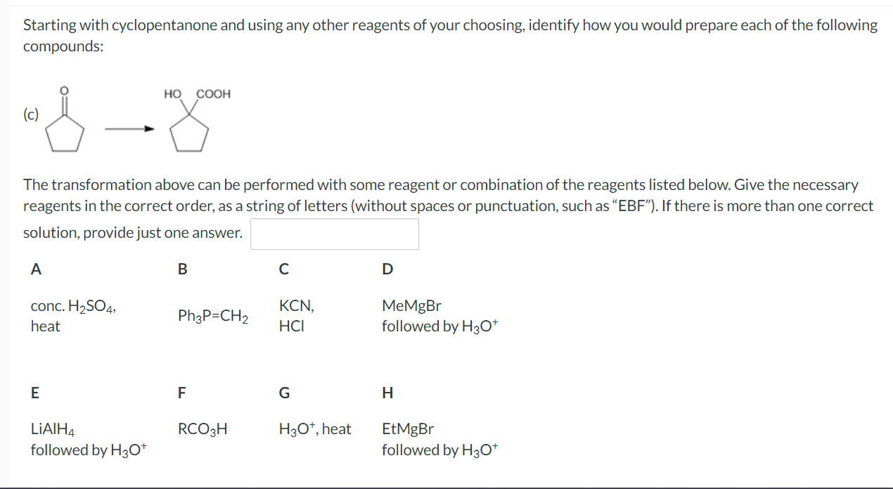 Solved Starting with cyclopentanone and using any other | Chegg.com