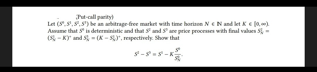 Solved (Put-call parity)Let (S0,S1,S2,S3) be an | Chegg.com