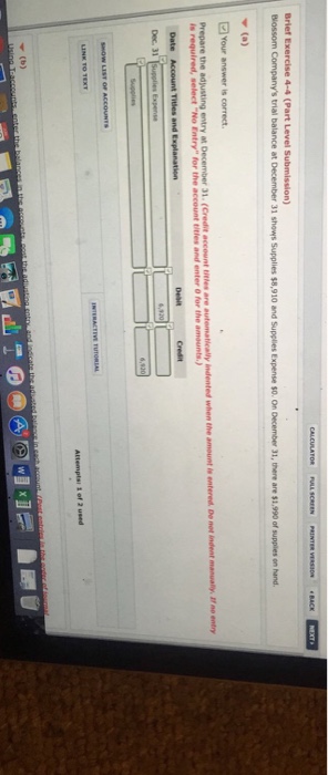 Solved Brief Exercise 4-4 (Part Level Submission Blossom | Chegg.com