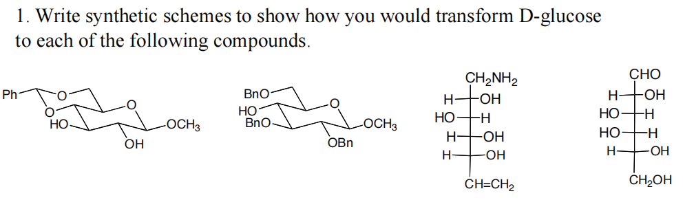 Solved 1. Write synthetic schemes to show how you would | Chegg.com