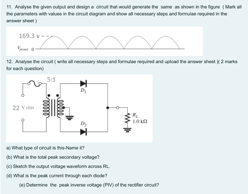 Solved 11. Analyse the given output and design a circuit | Chegg.com