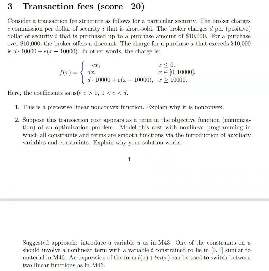 3 Transaction fees (score=20) Consider a transaction | Chegg.com