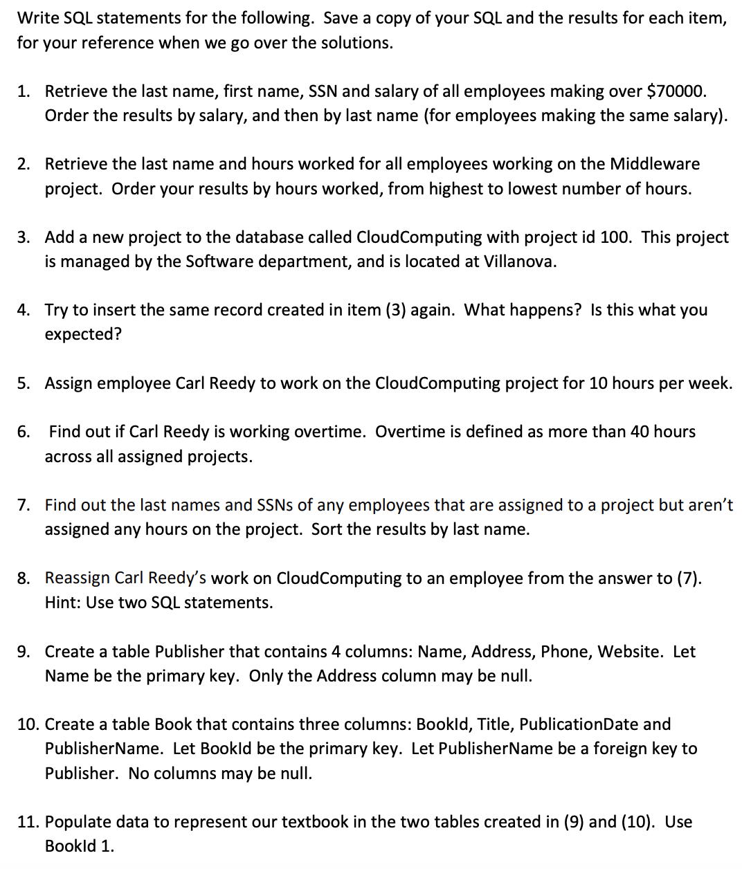 Solved Write Sql Statements For The Following Save A Copy 