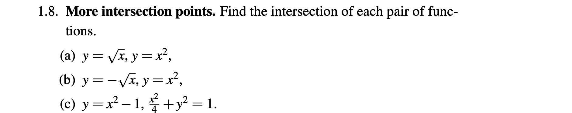 1.8. More intersection points. Find the intersection | Chegg.com