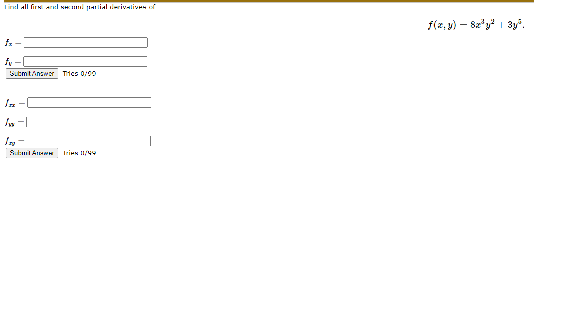 Solved Find all first and second partial derivatives of | Chegg.com
