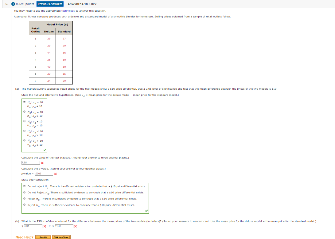 Solved + 0.32/1 points 6. Previous Answers ASWSBE14 | Chegg.com