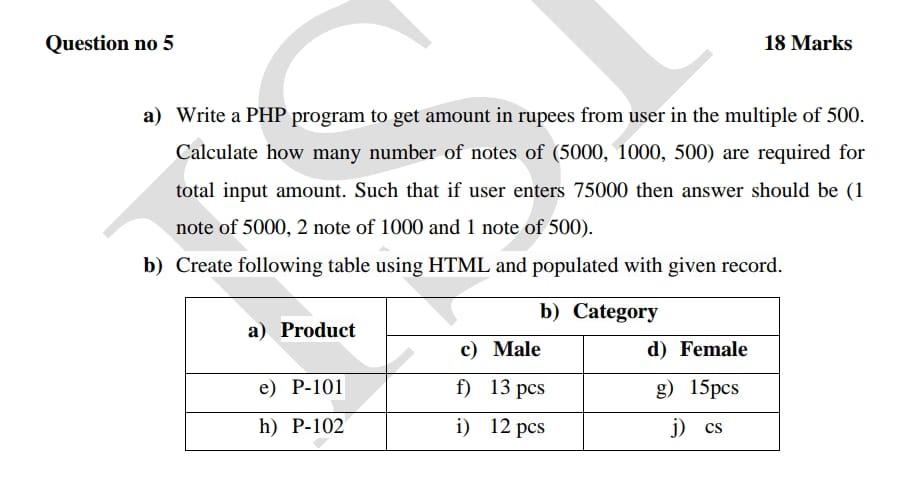 Solved a) Write a PHP program to get amount in rupees from | Chegg.com