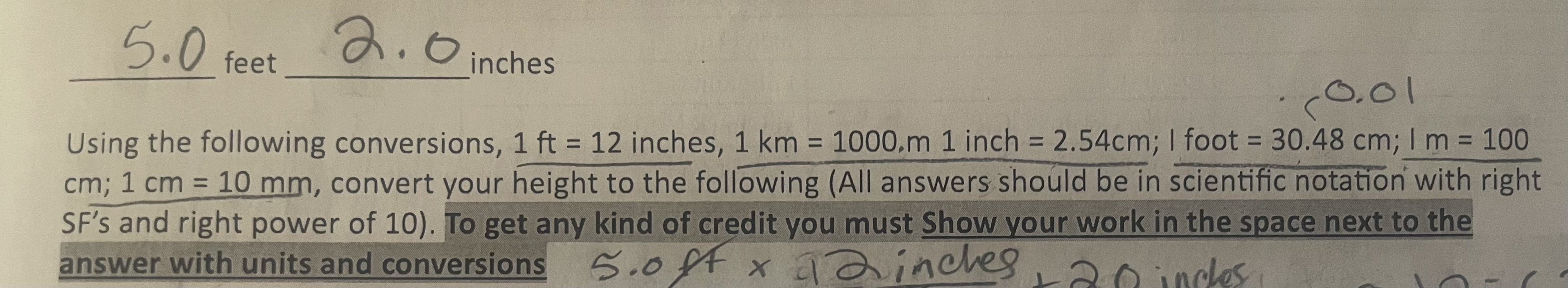 Solved feet inches Using the following conversions, 1ft=12 | Chegg.com