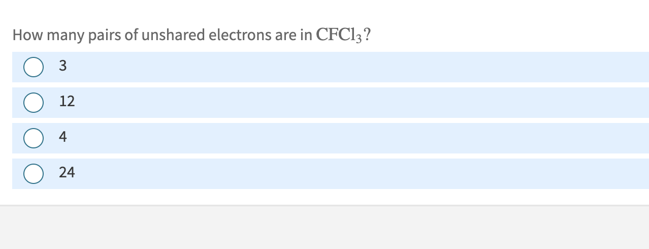 Solved How many pairs of ﻿unshared electrons are | Chegg.com