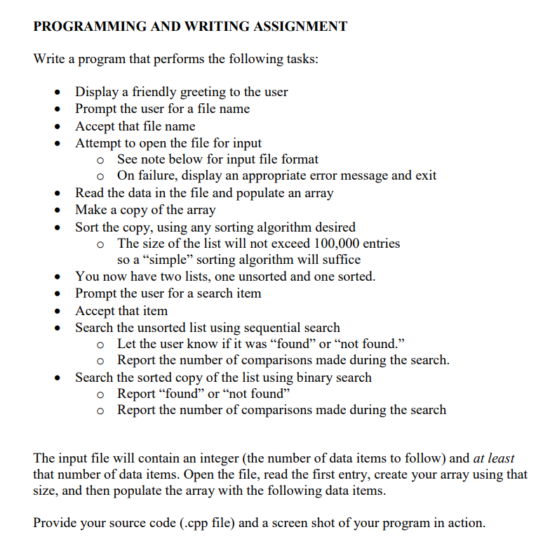 Solved PROGRAMMING AND WRITING ASSIGNMENT Write a program | Chegg.com