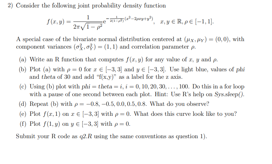 Solved 2) Consider the following joint probability density | Chegg.com