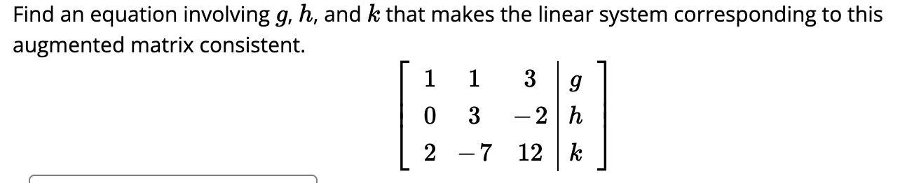 Solved Find an equation involving g,h, and k that makes the | Chegg.com
