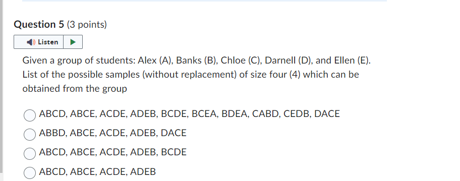 Solved Given a group of students: Alex (A), Banks (B), Chloe | Chegg.com