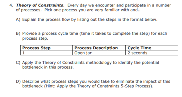 Solved 4. Theory of Constraints. Every day we encounter and | Chegg.com