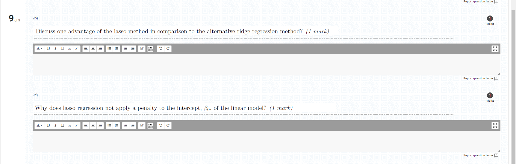 Solved 9 Penalized Regression (4 marks) The lasso regression | Chegg.com