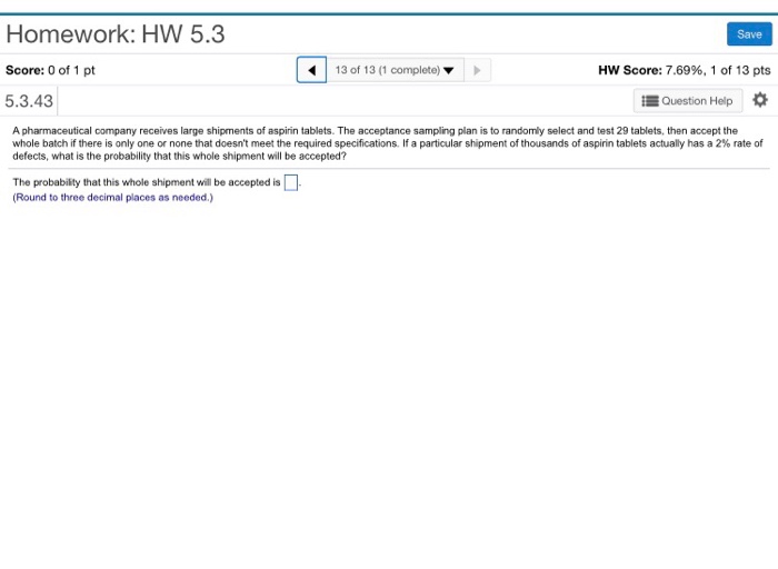 Solved Homework Hw 5 3 Score 0 Of 1 Pt 5 3 43 Save 13 Of