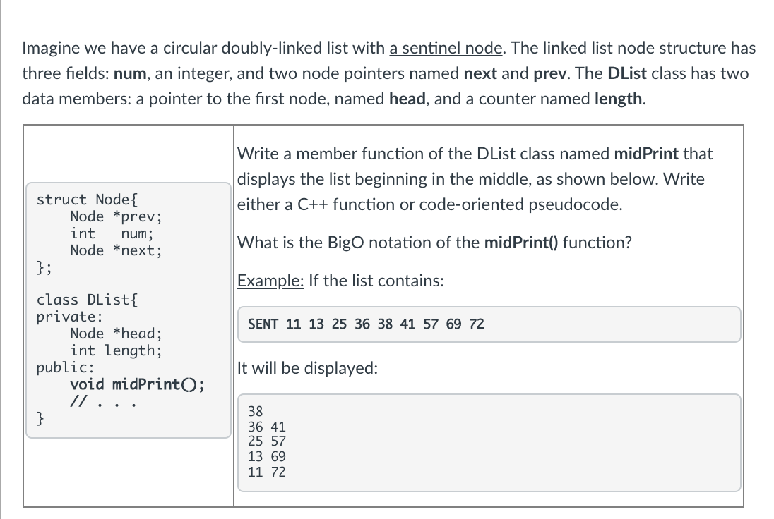 Solved Imagine we have a circular doubly-linked list with a | Chegg.com