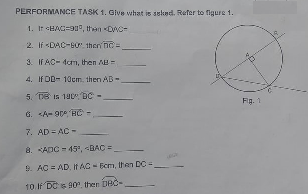 Solved PERFORMANCE TASK 1. Give what is asked. Refer to | Chegg.com