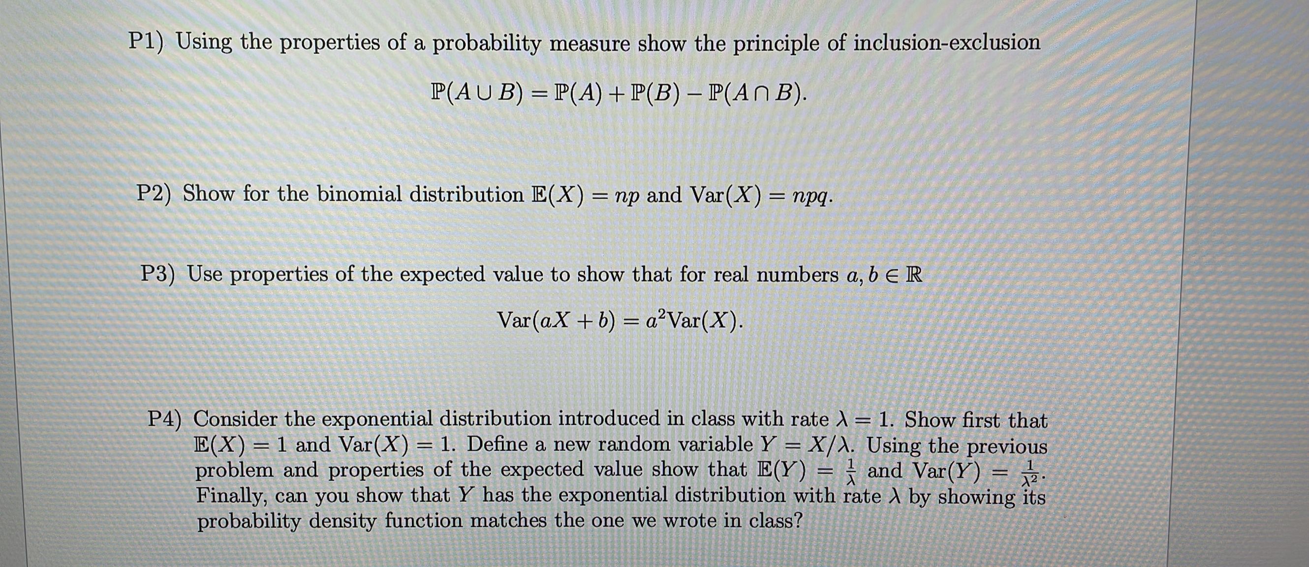 Solved P1) ﻿Using the properties of a probability measure | Chegg.com