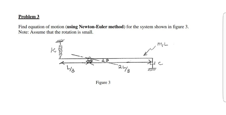 Solved Problem3 Find equation of motion (using Newton-Euler | Chegg.com