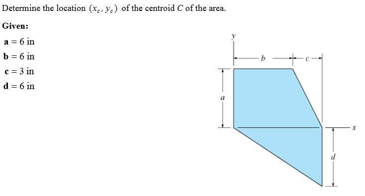 Solved Determine the location (xc, y.) of the centroid C of | Chegg.com